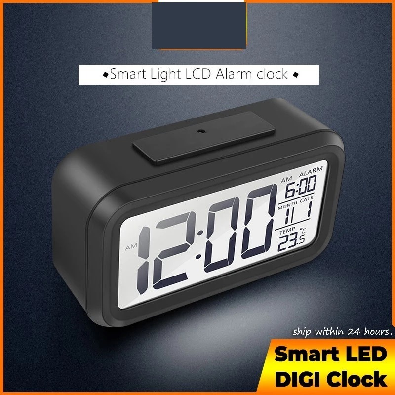 BIG Screen LED Clock Digital Desktop Alarm Clock, Calendar, Temperature ...