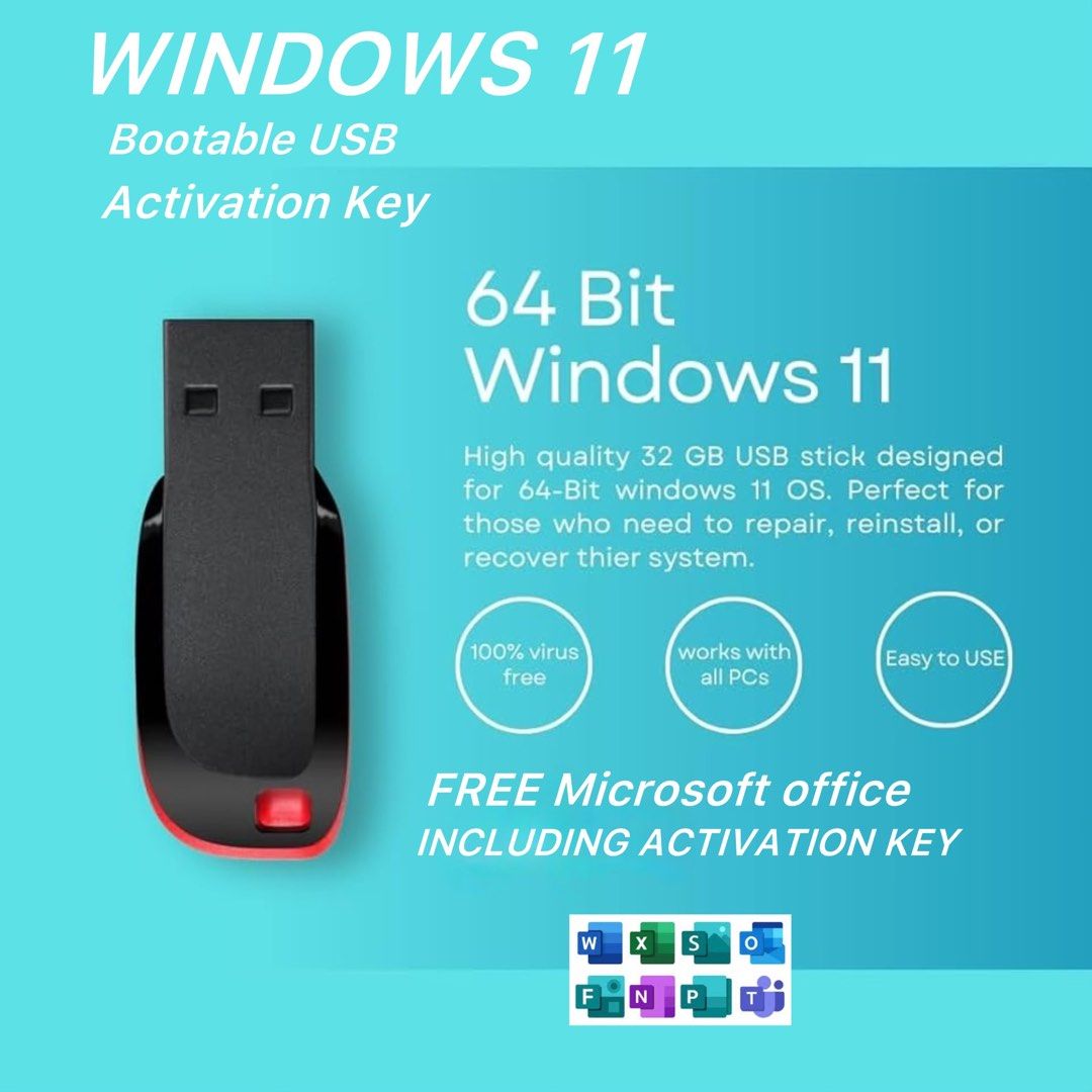 Bootable PENDRIVE Windows 11 + Microsoft office, Computers & Tech, Parts & Accessories, Software ...