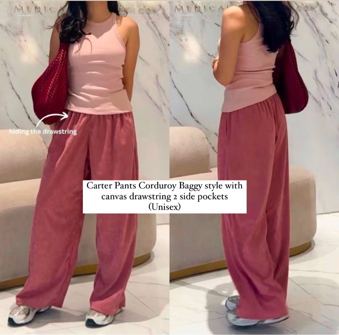 Carter Pants Curduroy Baggy Style (Unisex), Women's Fashion, Bottoms ...