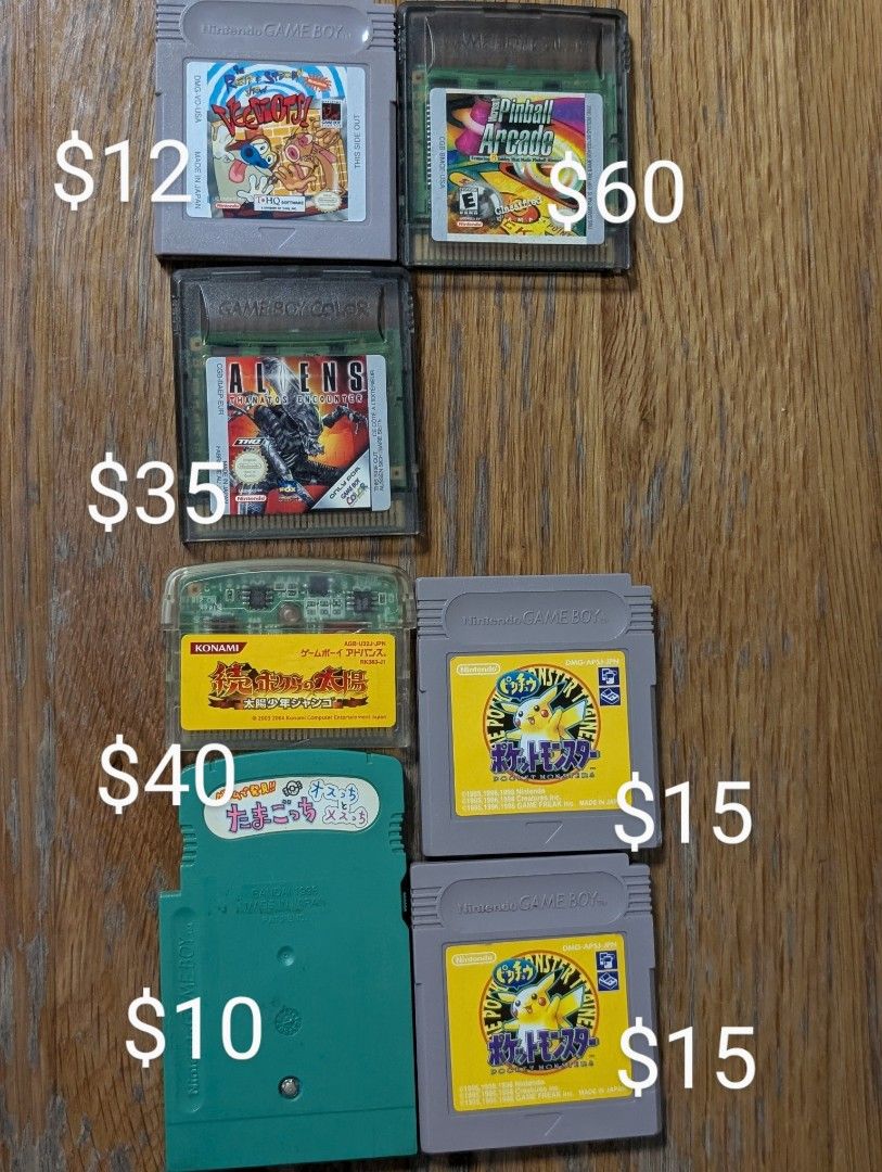 Gameboy Cartridges Nintendo Japan tamagotchi 2 pokemon yellow Pikachu ...