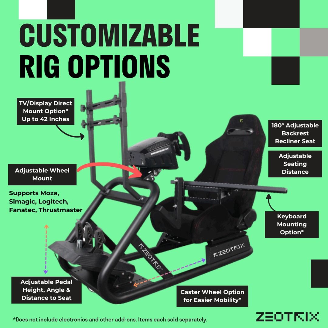GT PRO Sim Racing Rig + Sim Recliner Seat | Heavy-Duty Steel Frame ...