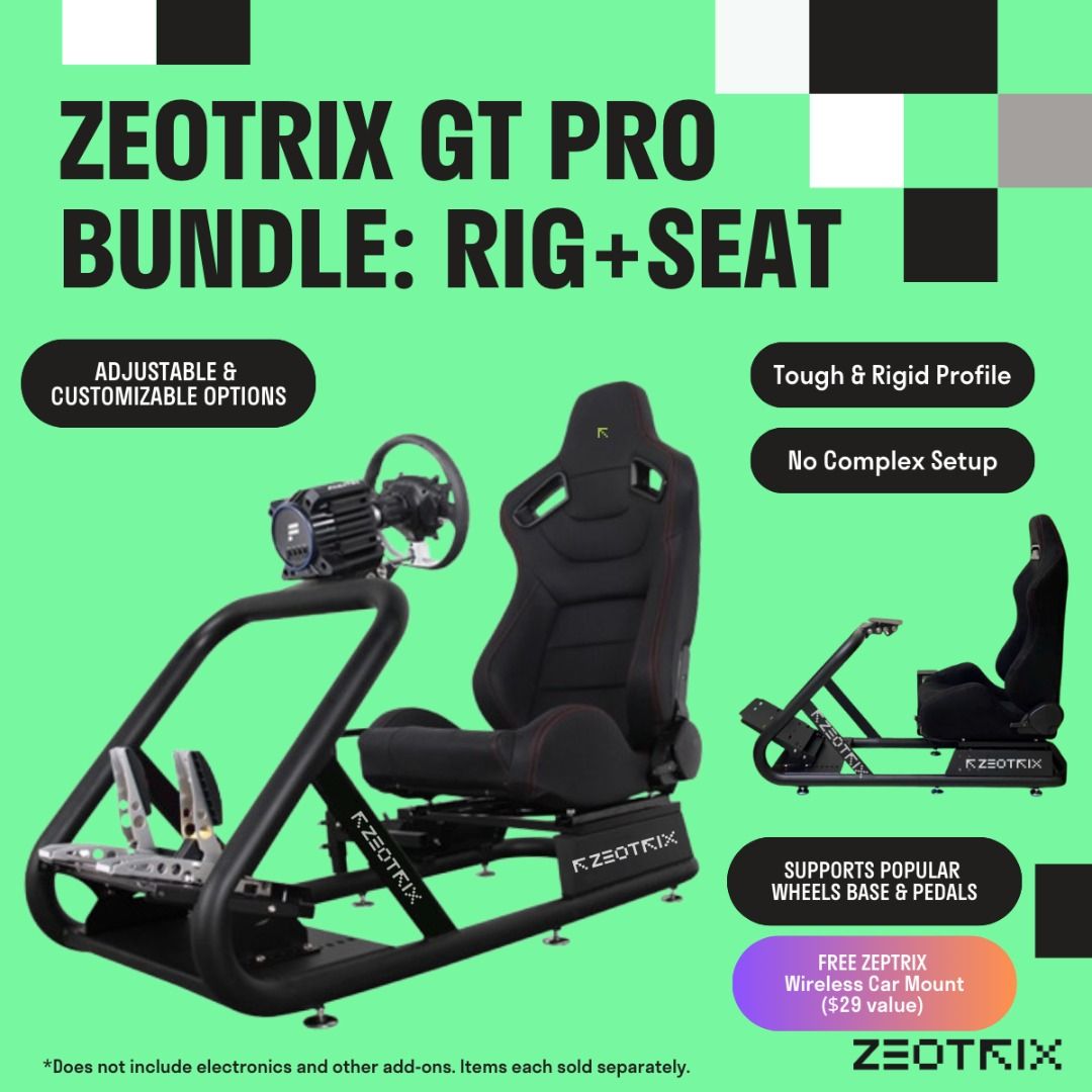 GT PRO Sim Racing Rig + Sim Recliner Seat | Heavy-Duty Steel Frame ...