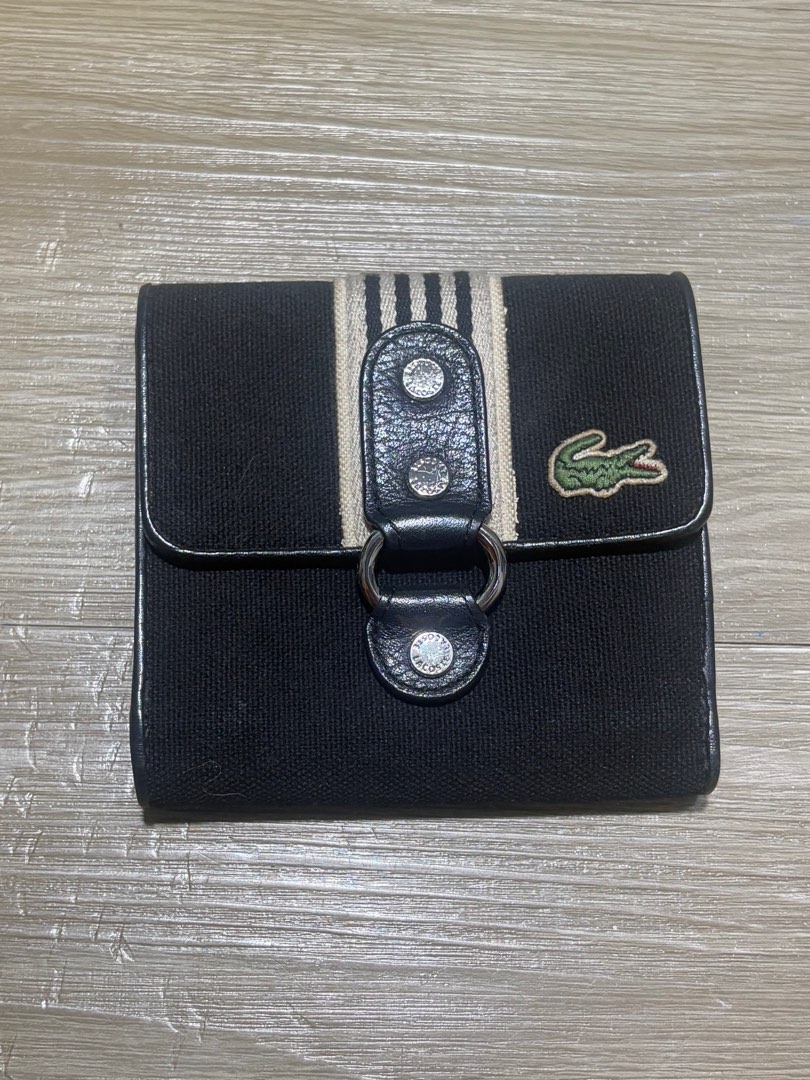 LACOSTE wallet bifold canvas and leather, Women's Fashion, Bags ...