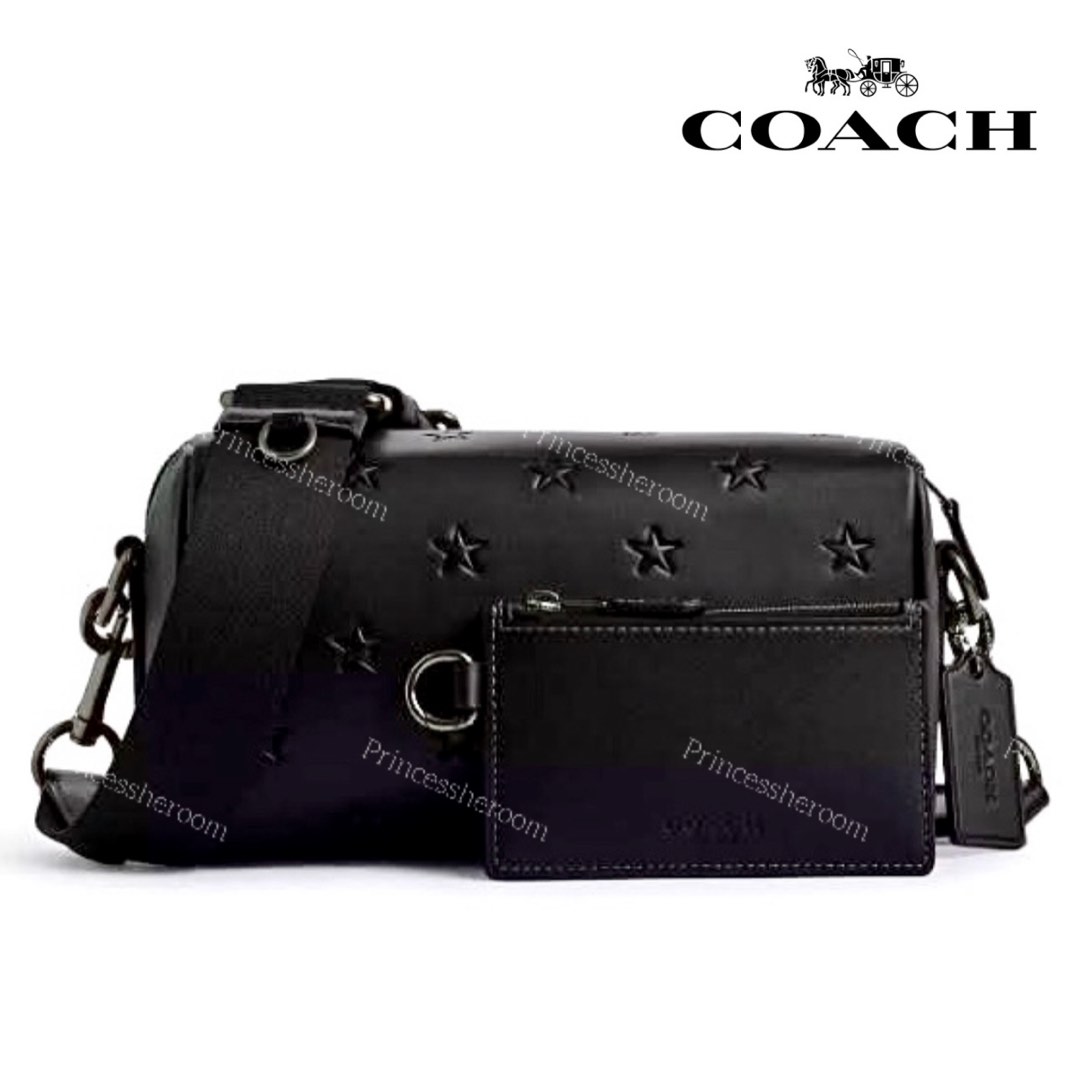 New Coach Original CW324 Black Axel Crossbody Bag in Debossed Star ...