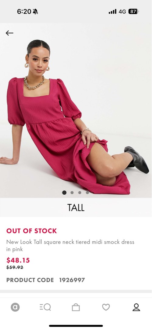 New Look: Tall square neck tiered midi smock dress, Women's Fashion ...