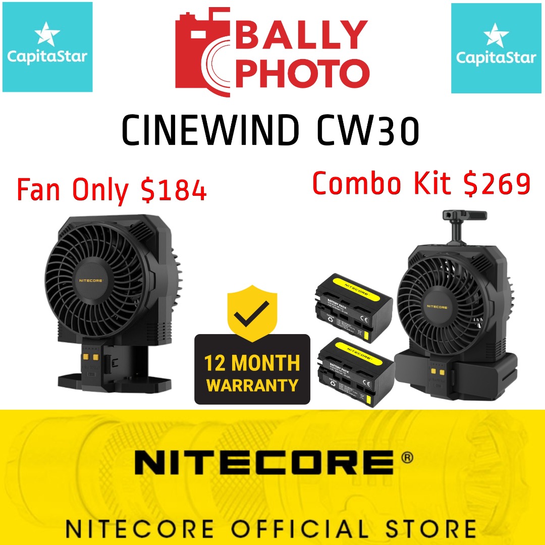 Nitecore CineWind CW30 Portable Studio Wind Hair Fan Blower, Wind Speed ...