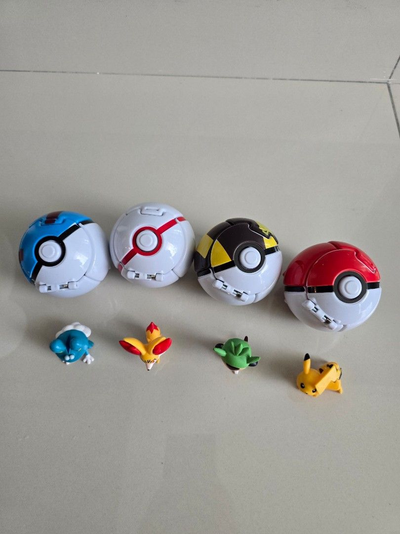 Pokemon in folding pokeball with free Pokemon anime figurines, Hobbies ...