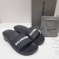 Pool wedges heels 4cm slide injection bicolor black white, Barang Mewah ...