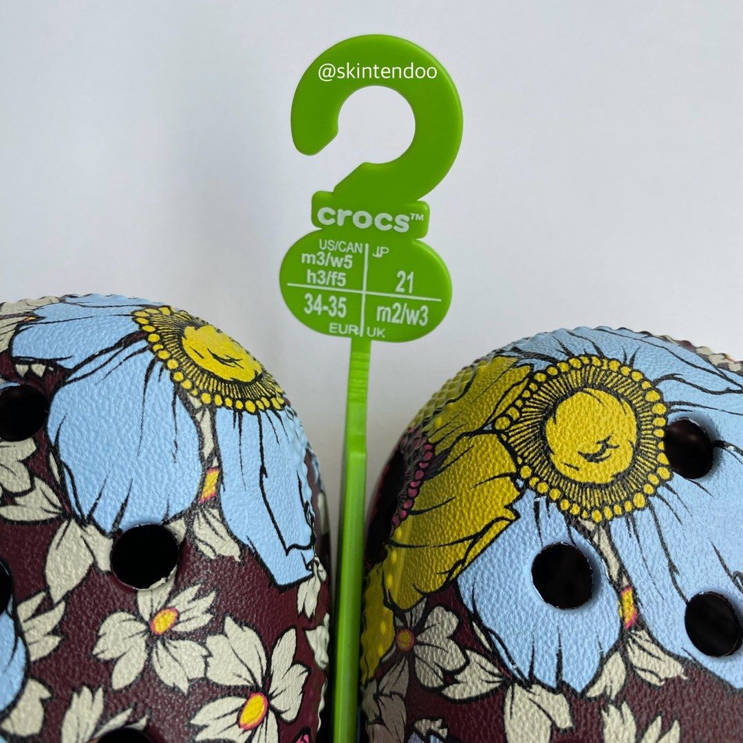 RESMI PT MAP Crocs Classic Retro Floral Clog Dark Cherry Multi Original ...