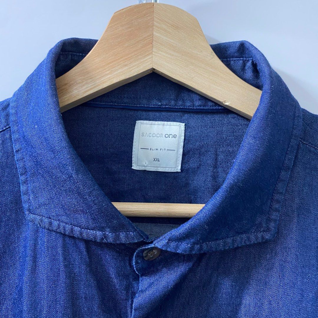 Sacoor One Kemeja Formal Casual Long Sleeve Office Wear Denim, Men's ...