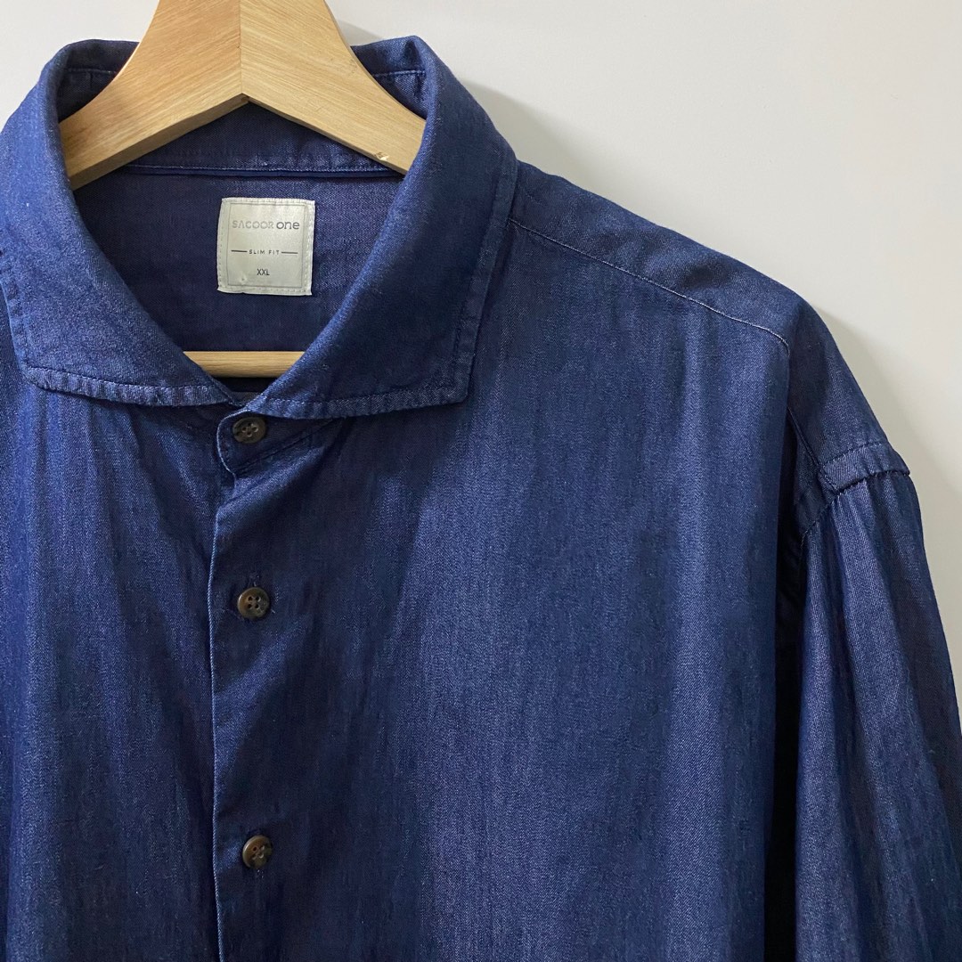 Sacoor One Kemeja Formal Casual Long Sleeve Office Wear Denim, Men's ...