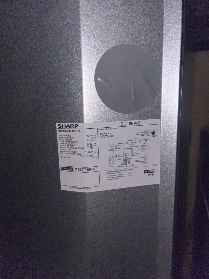 Sharp SJ 189 - refrigerator 2 door, TV & Home Appliances, Kitchen ...