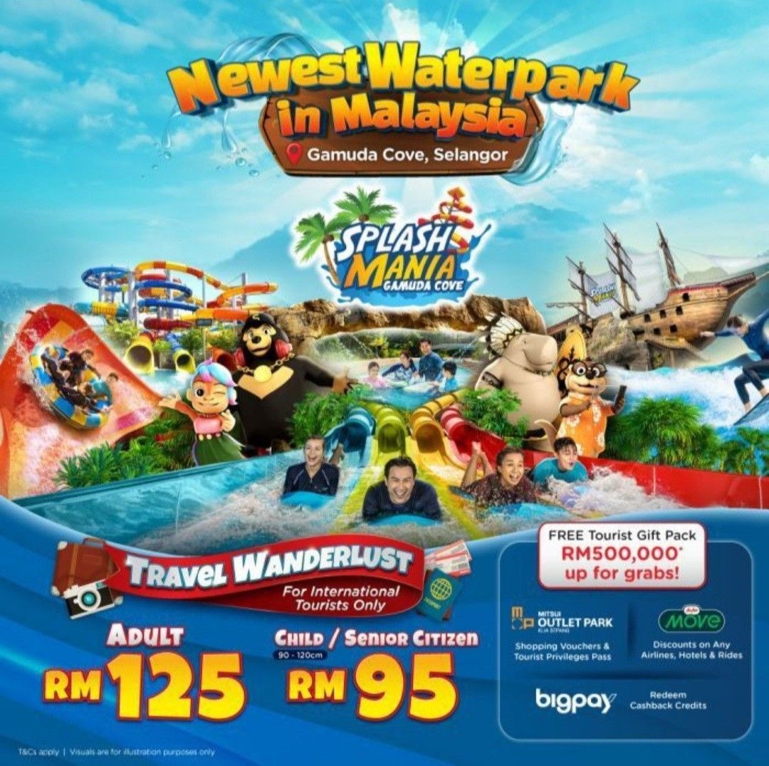 Splash Mania Water Park Tickets (Gamuda Cove) MURAH!, Tickets ...