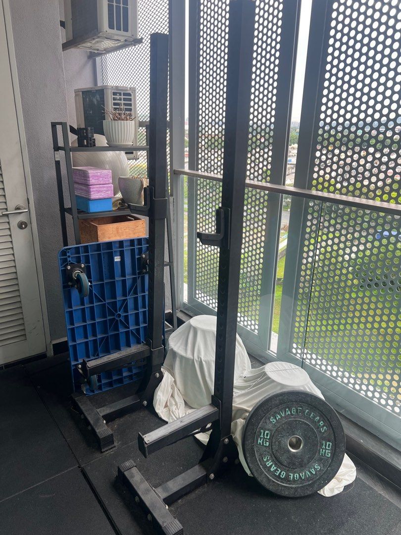 Squat rack and plates, Sports Equipment, Exercise & Fitness, Weights ...