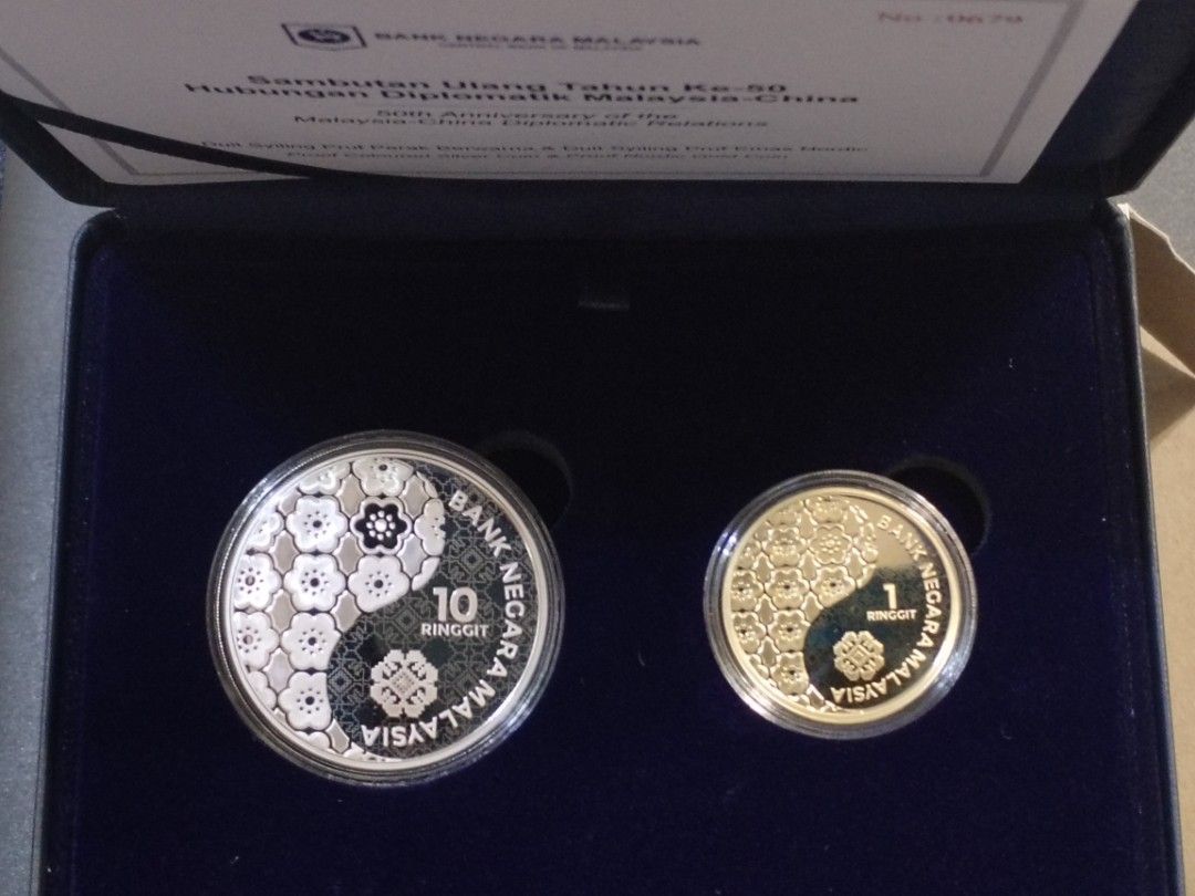 2024 50th Anniversary Malaysia CHINA DIPLOMATIC Commemorative proof coins set of 2 with box and ...