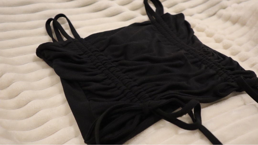 Black string top, Women's Fashion, Tops, Others Tops on Carousell