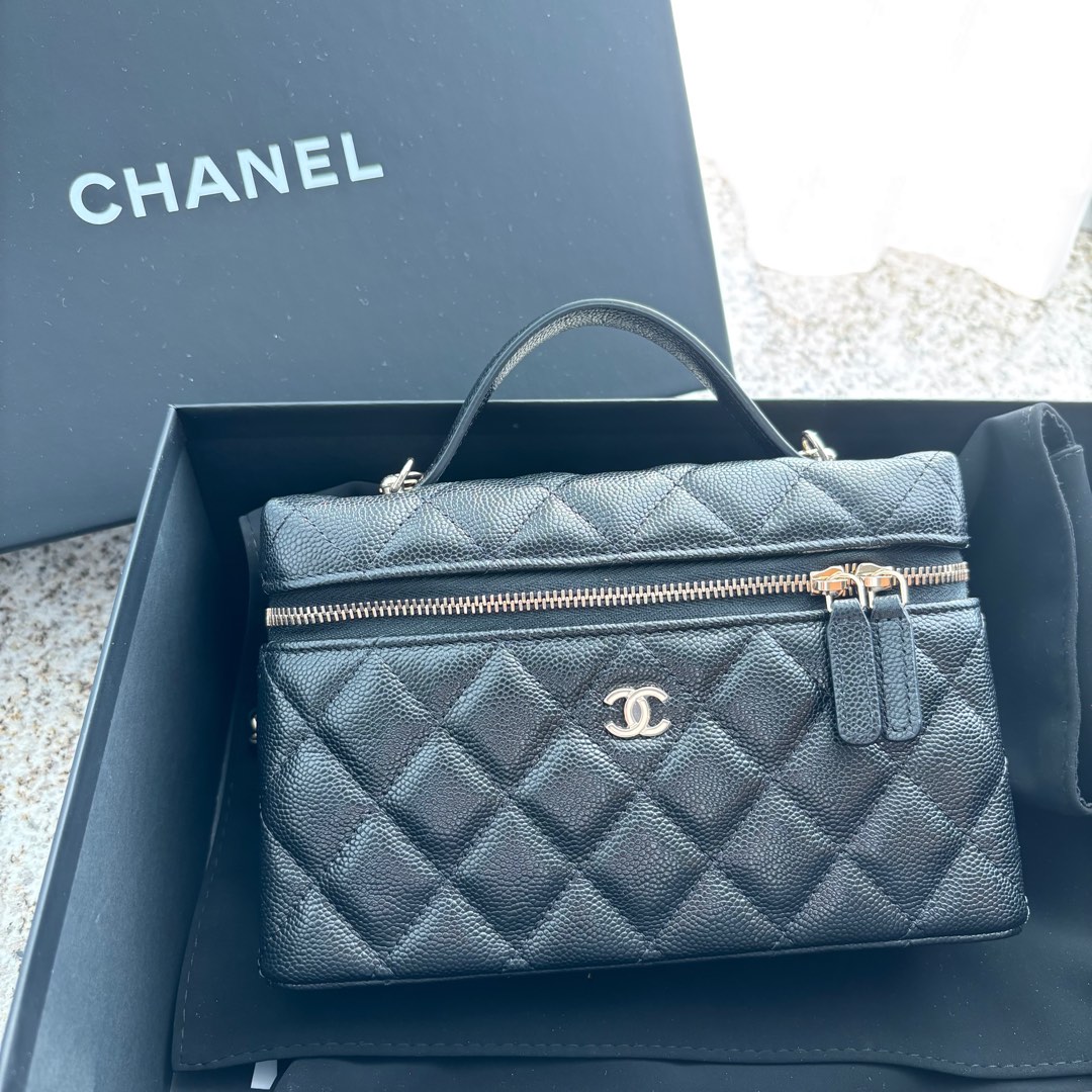 補貨 Chanel LP vanity 黑色淡金扣荔枝皮香港正單, 名牌, 手袋及銀包 - Carousell
