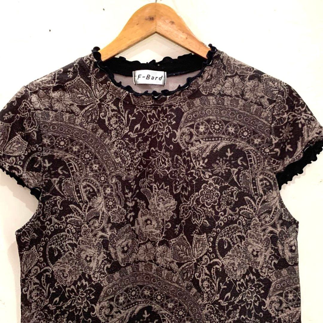 [sold] high quality 90's floral closed neck top, Women's Fashion, Tops ...