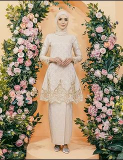 Hijabistahub Fahara Dress in Champagne (Nikah/Convo/Baju Raya), Women's ...