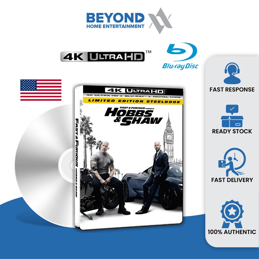 Hobbs and Shaw Limited Edition Steelbook [4K Ultra HD + Bluray ...