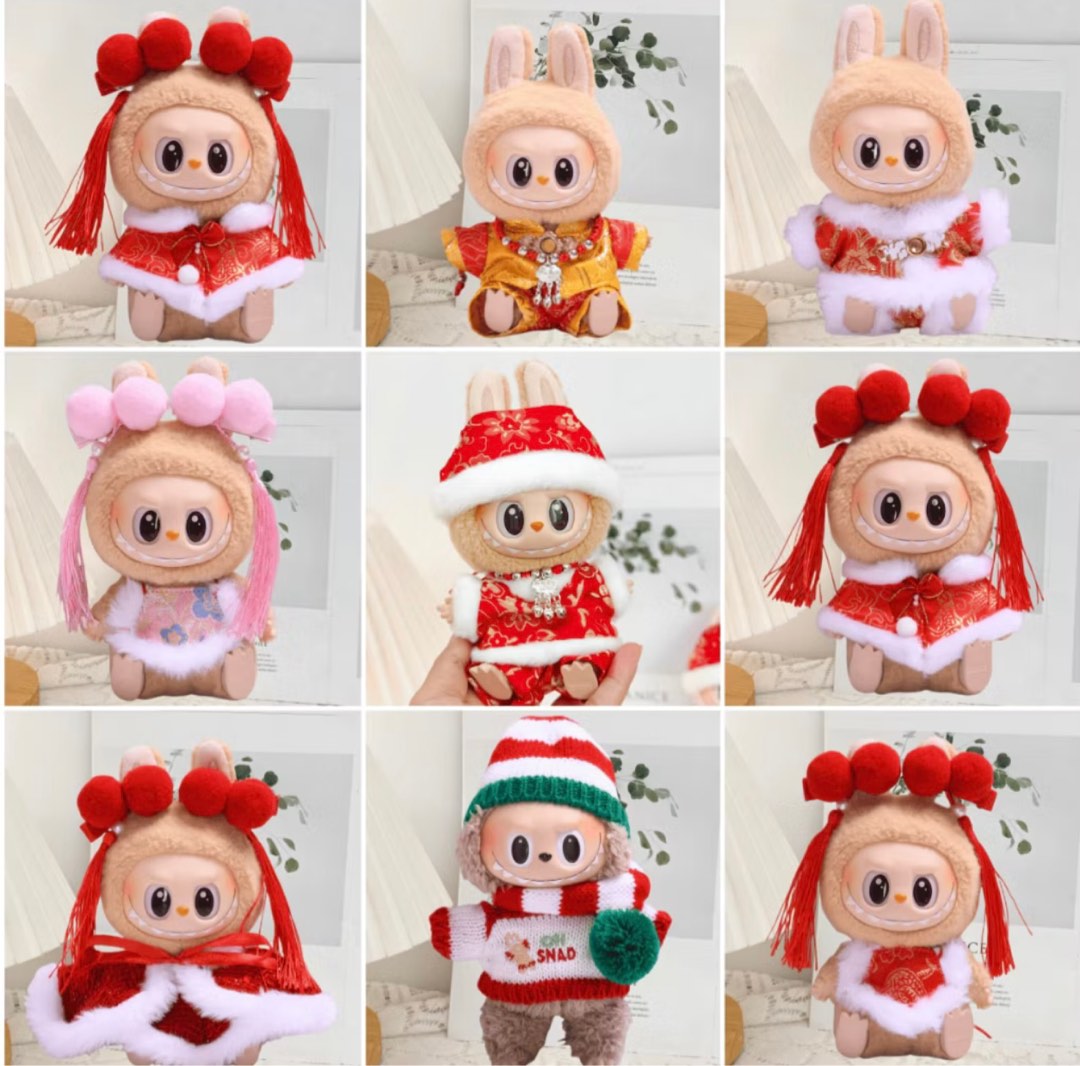 Labubu V1 V2 Clothes New Year's Style Sweater Snowman jumpsuit Cape ...