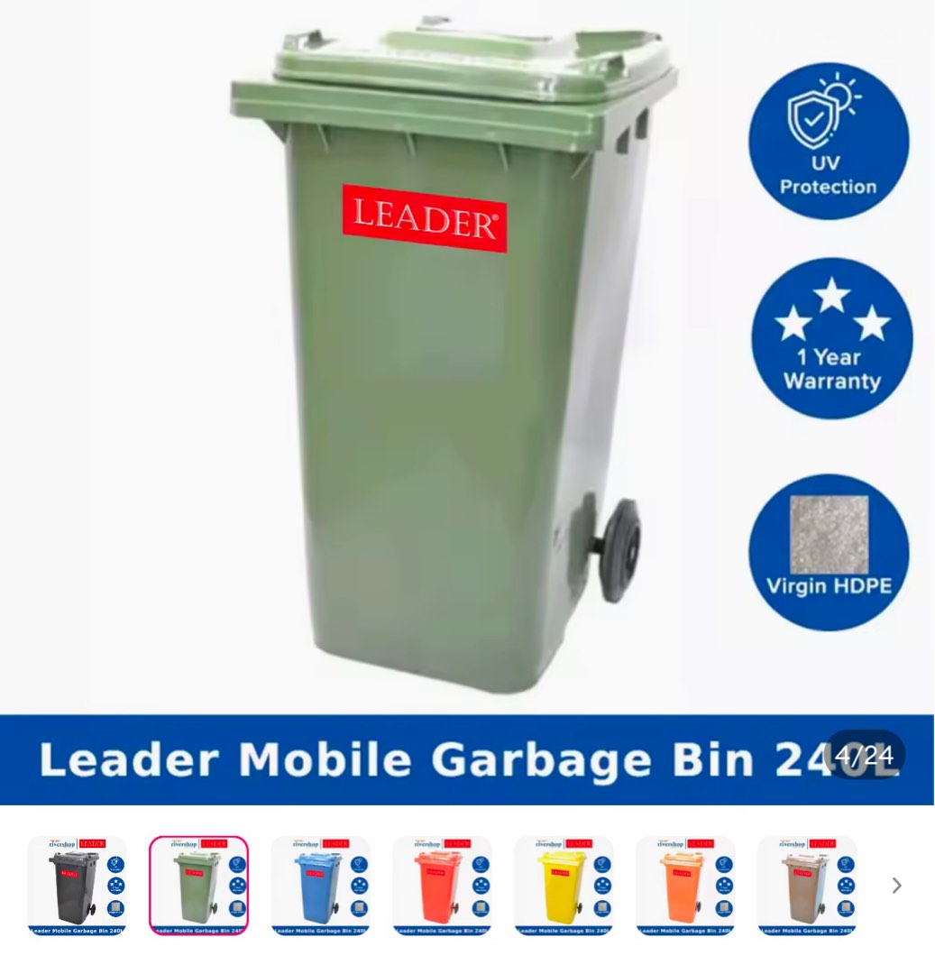 Leader 240L waste bin, Furniture & Home Living, Cleaning & Homecare ...