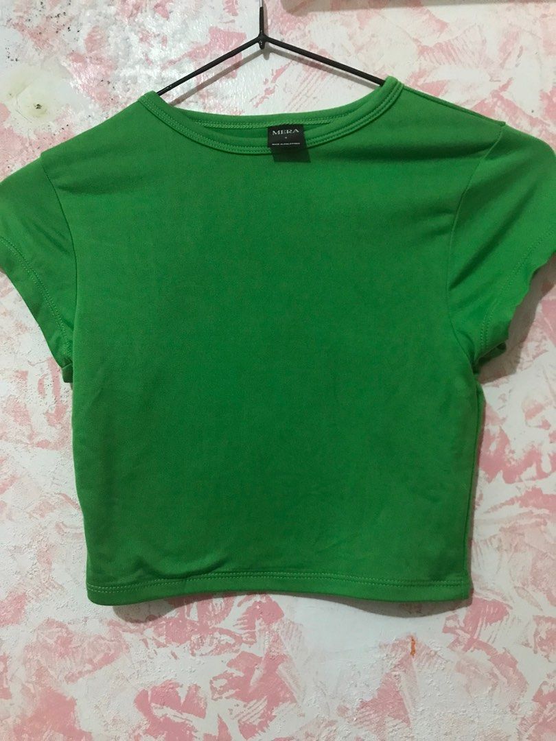 Mera Lila Crop Top Double Lined in front Forest Green Color, Women's ...