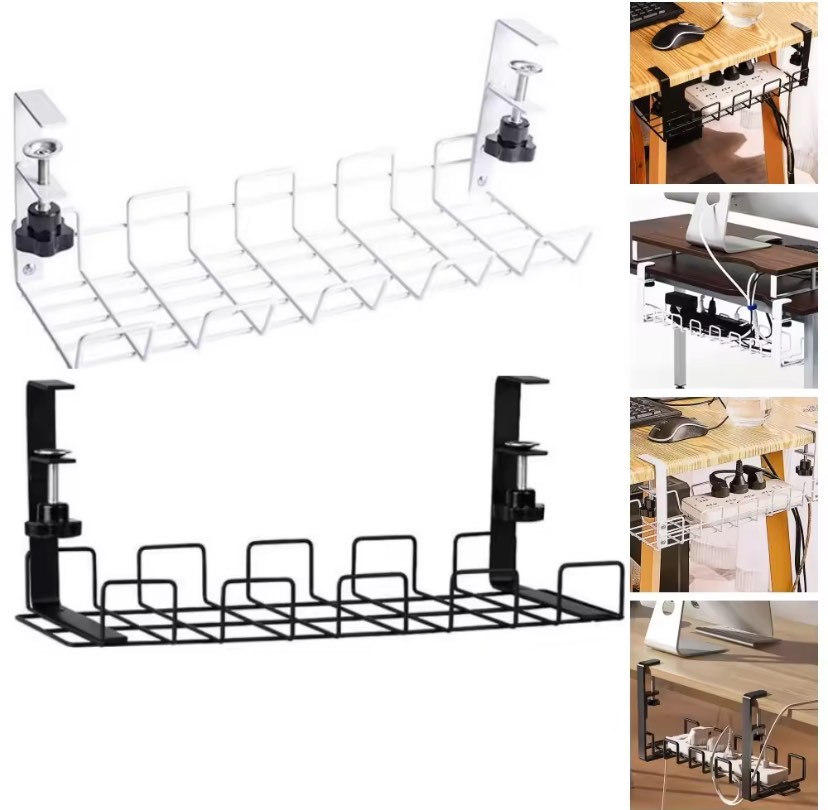 No Drill Under Desk Cable Management Tray Under Desk Cable Organizer ...