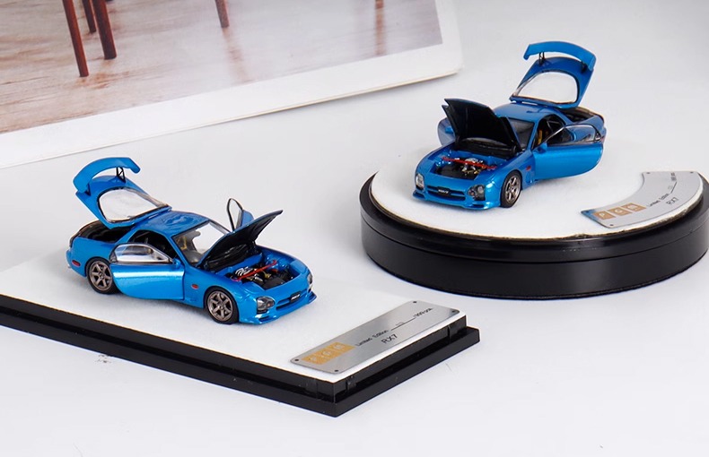PGM 1/64 Mazda RX-7 FD3S Metallic Blue Fully Openeable, Hobbies & Toys ...