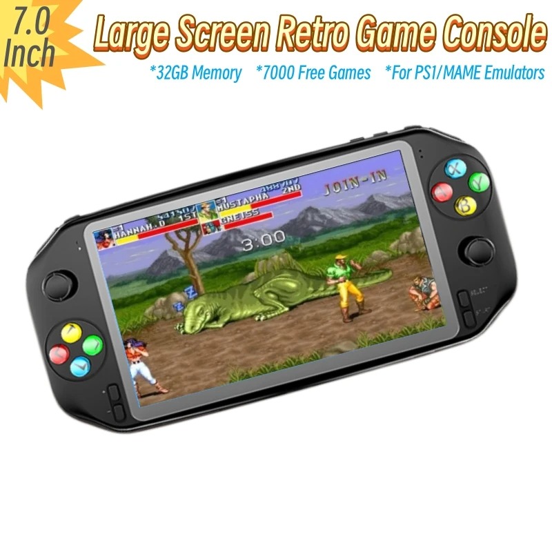 Portable Retro Game Console 7 inch HD Screen Arcade Video Gaming Console Handheld With 7000 Free ...