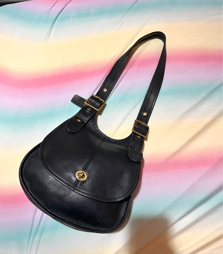 (RARE) Vintage Coach Crescent Bag in Navy Blue, Luxury, Bags & Wallets ...