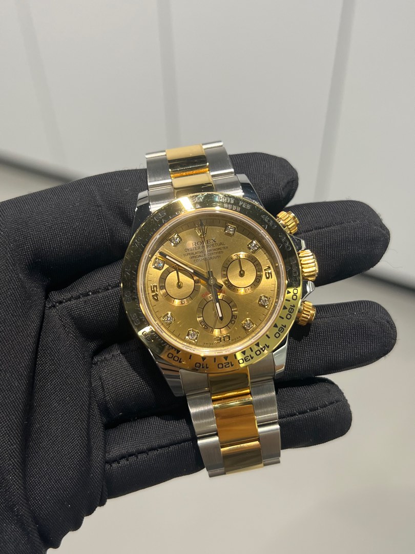 Rolex Daytona Half Gold Champagne diamond 116503G 2018 full set, Luxury ...