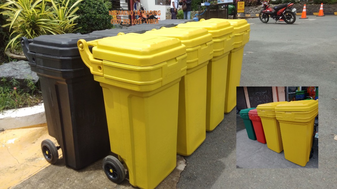 Roller king Trash bin w/wheels 250Liters 747, Furniture & Home Living ...