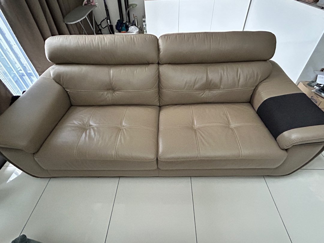 Rozel pure leather sofa, Furniture & Home Living, Furniture, Sofas on Carousell