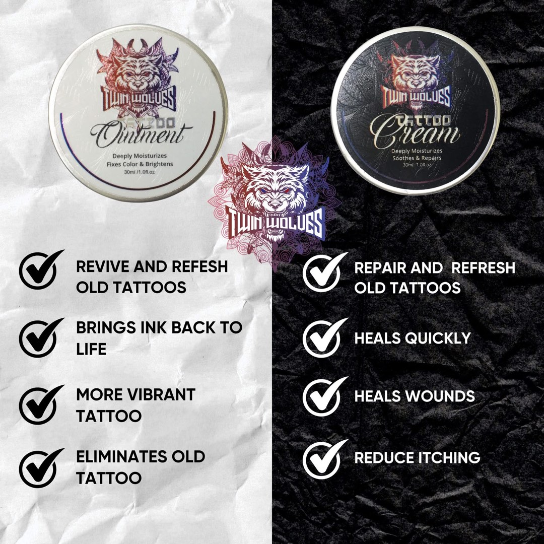Twin Wolves Tattoo Ointment (New & Old), Health & Nutrition, Health ...