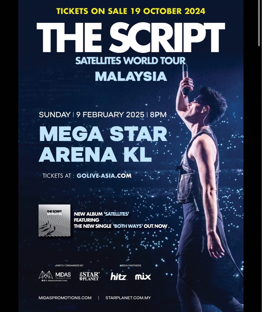 TWO TICKET THE SCRIPT KL FEBRUARY 9 2025 CONCERT, Tickets & Vouchers ...