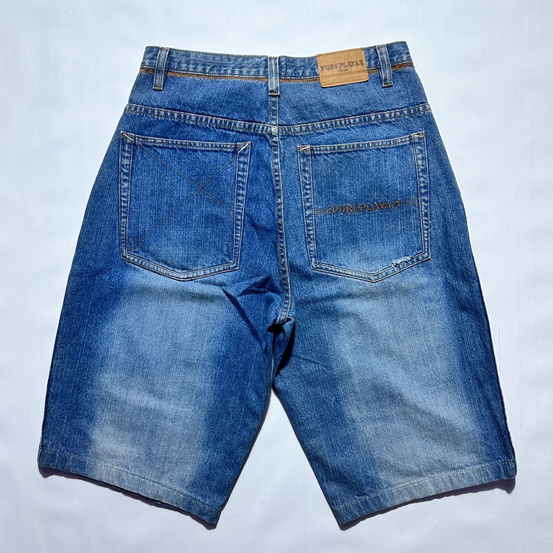 Y2K Pure Playaz Patched Baggy Jorts, Men's Fashion, Bottoms, Jeans on ...