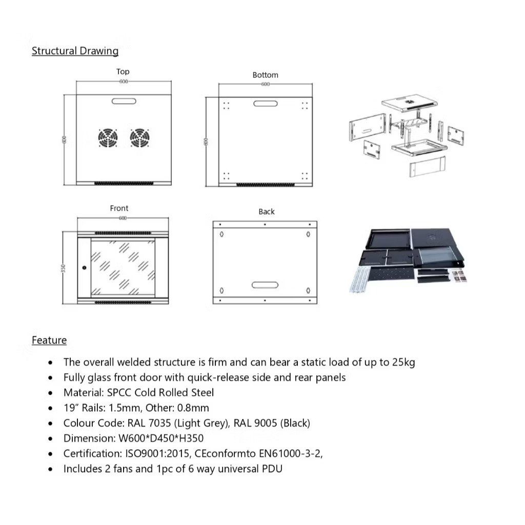 7-STAR* 6U Wall Mount Server Rack Cabinet for CCTV IP Camera | Storage ...
