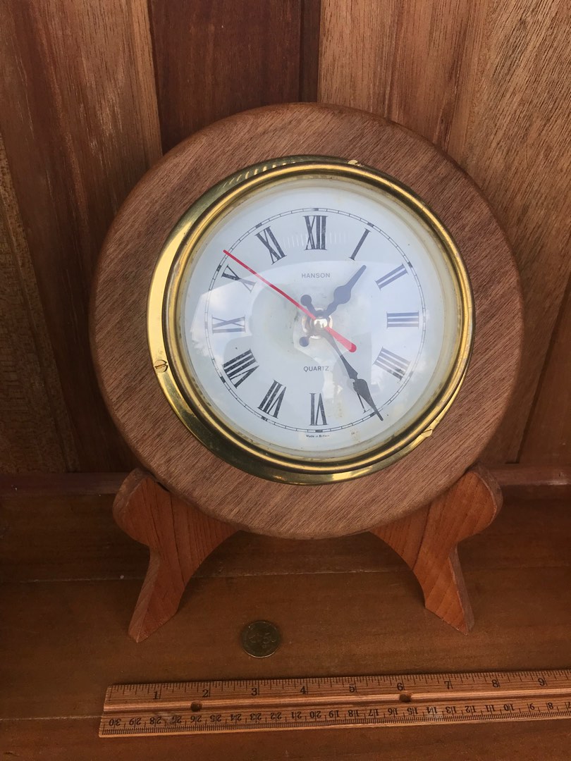 Beautiful Hanson British English Antique Vintage Clock - Brass & Nyatoh ...