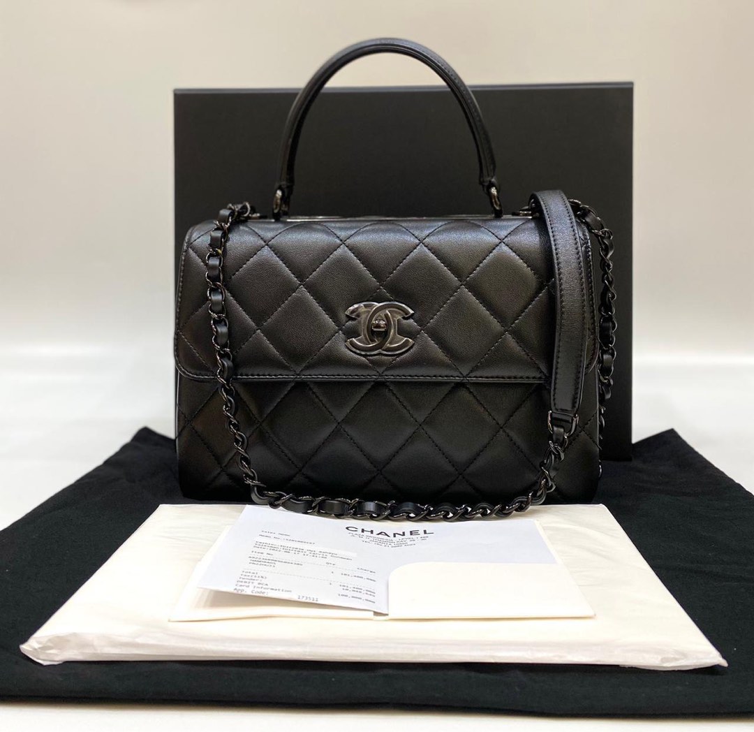Chanel Trendy CC Small Lambskin Allblack Chip 2022 Size With Box, Db ...