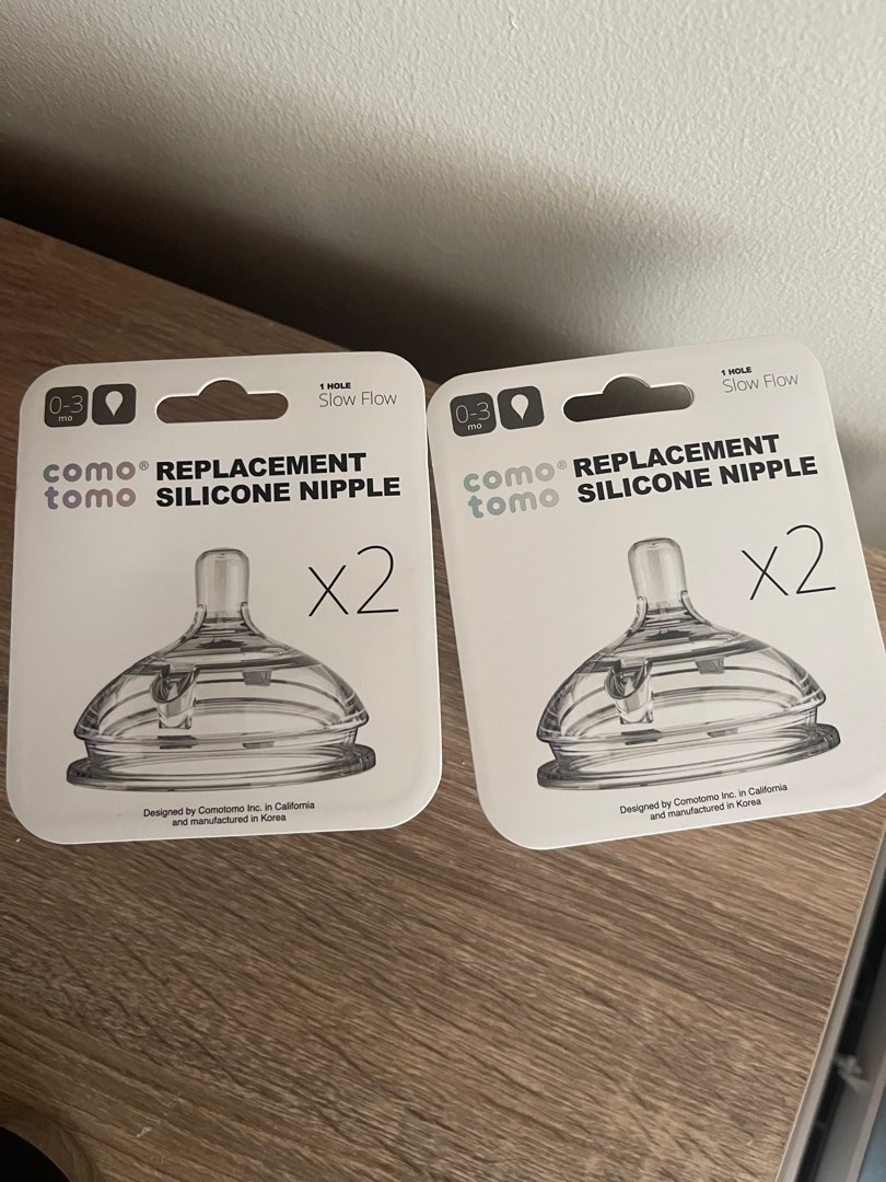 Comotomo Replacement Silicone Nipple - Slow Flow (2packs), Babies ...