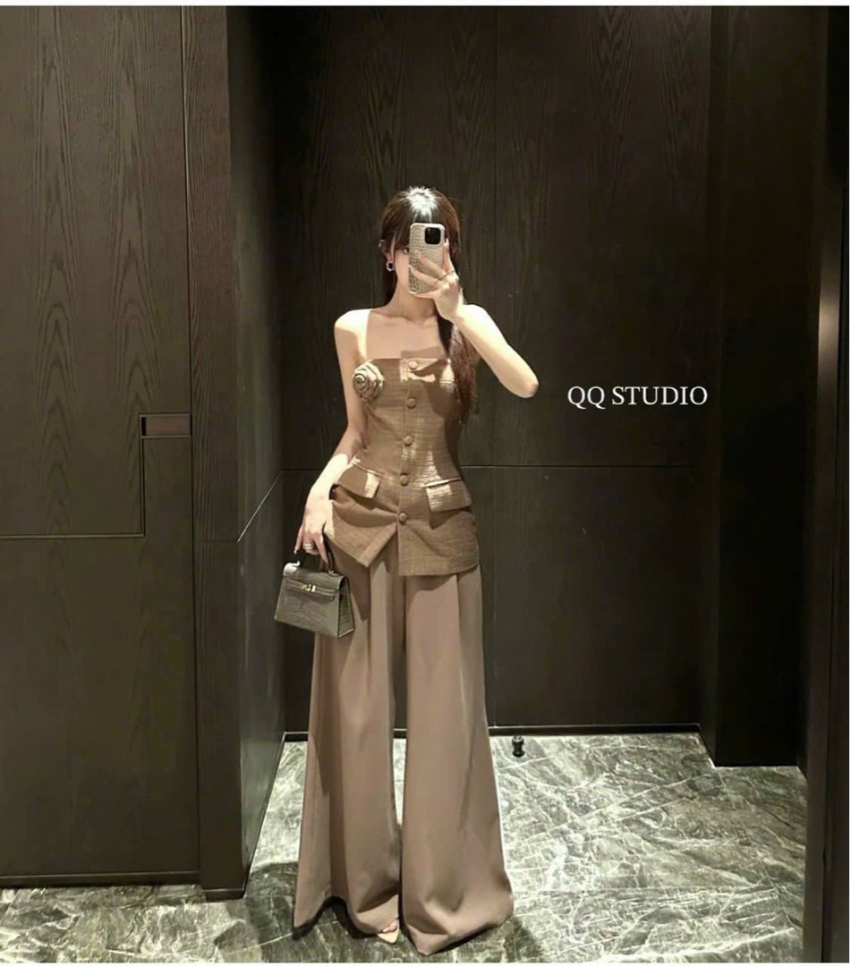 coords tube and pants with removable flower pin, Women's Fashion ...