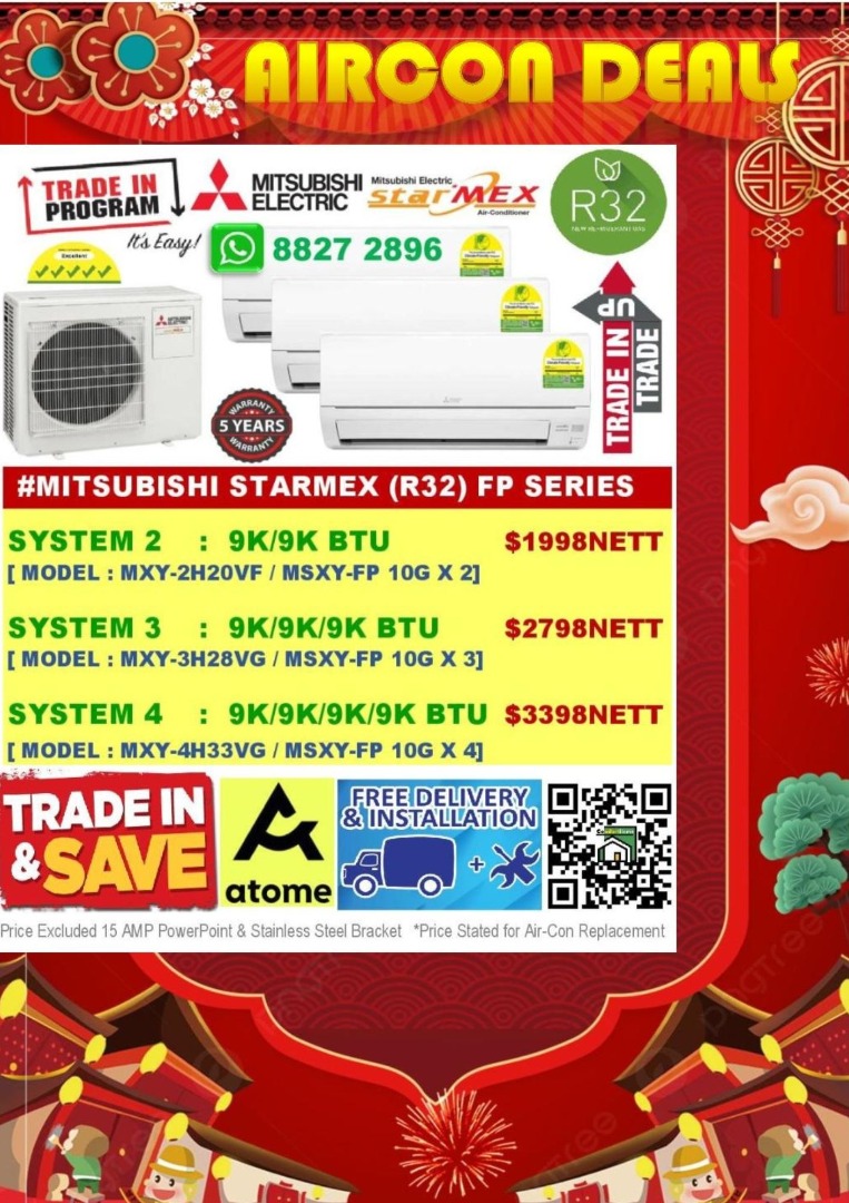 CNY OFFER 2025 @ BIG BRAND INVERTER (R32) AIRCON DEALS, Home Services ...