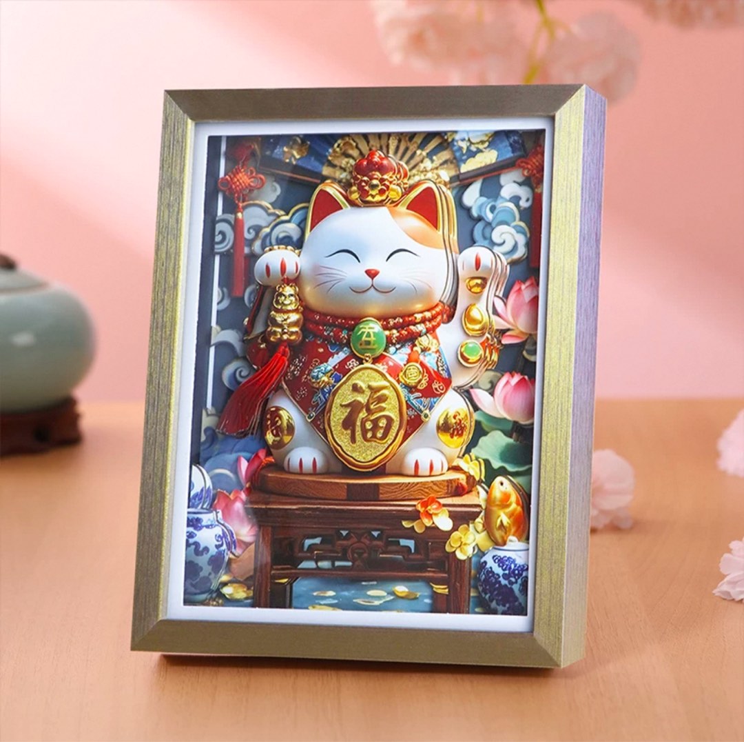 Fortune Cat 3D Paper Craft with Frame Series 6025, Furniture & Home ...