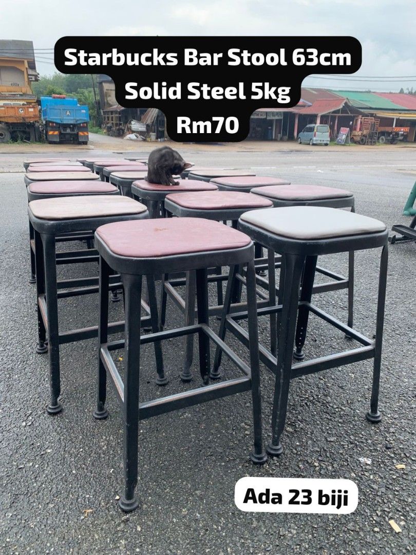 Free pos SM‼️Starbucks stool bar 63cm (Solid steel), Furniture & Home ...