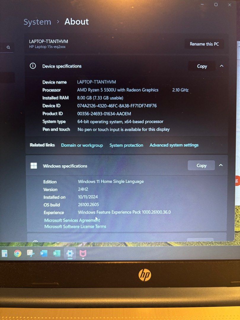 HP Laptop 15-Ef2129wm 15.6" FHD AMD Ryzen 5-5500U 8GB RAM 256GB SSD AMD ...