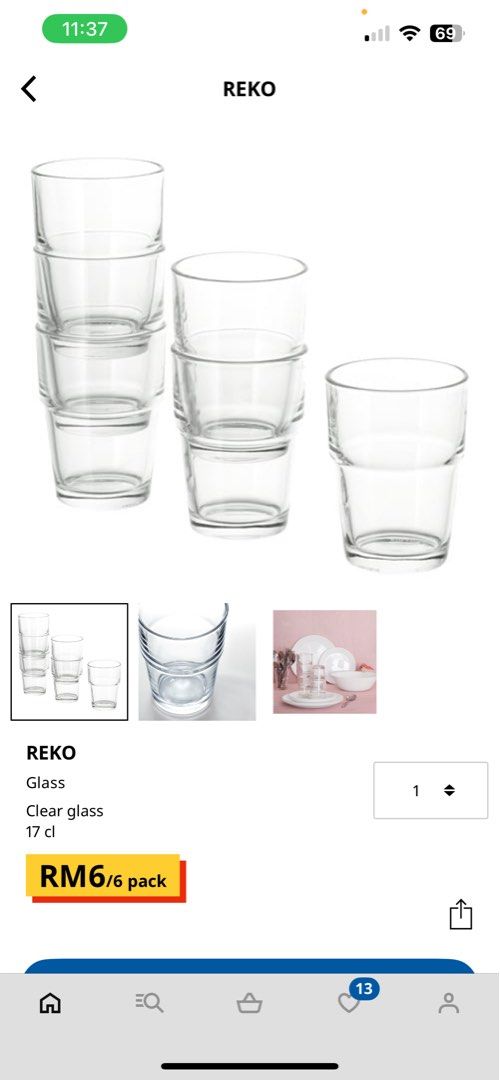 Ikea Reko Glass, TV & Home Appliances, Kitchen Appliances, Other ...