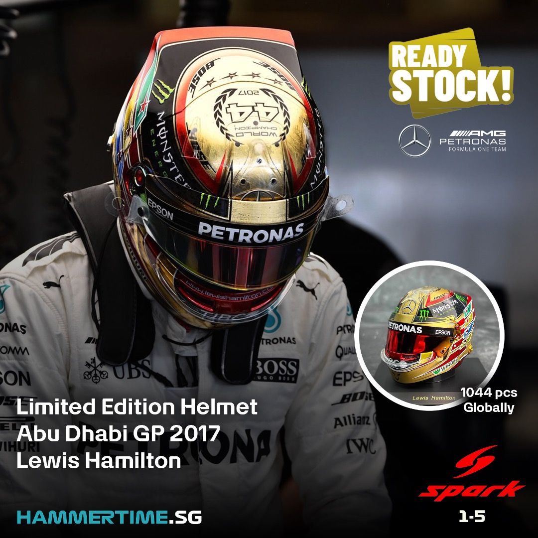 Lewis Hamilton Special Edition Abu Dhabi 2017 Helmet Spark 1:5 Mercedes ...