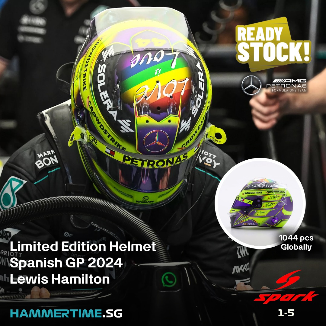 Lewis Hamilton Special Edition Spanish 2024 Helmet Spark 1:5 Mercedes ...