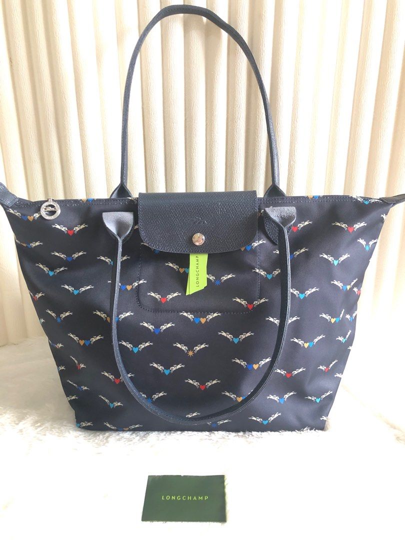 Longchamp Le Pliage Limited Edition M Long Handle Shoulder Bag in Navy ...